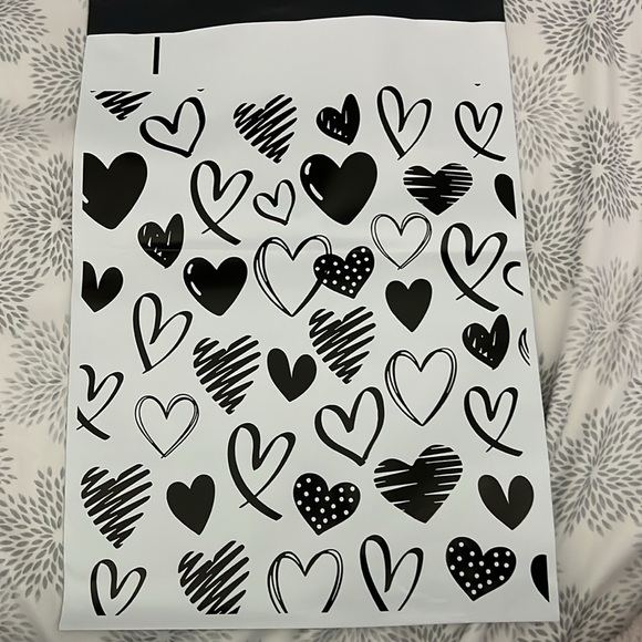 Other | 25 Black Heart Poly Mailers Thank You Stickers | Poshmark
